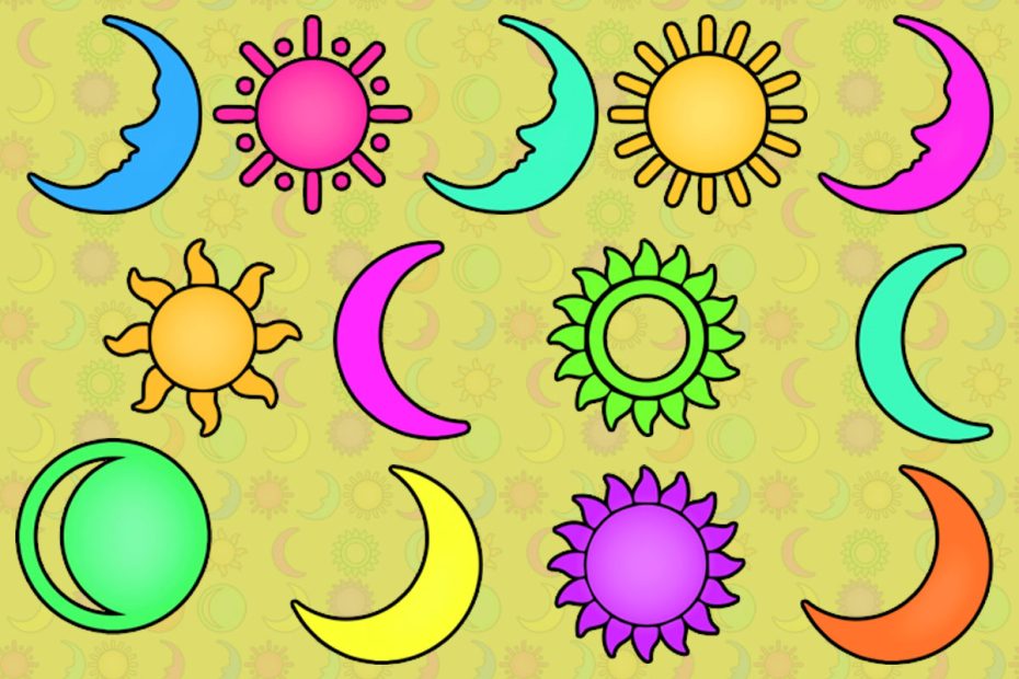 Molde de Sol com Corações para Imprimir Grátis em Tamanho Real