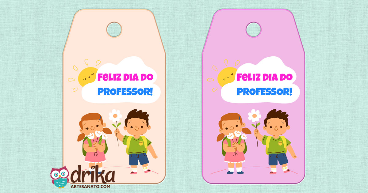 Tag e Cartão de Feliz Dia do Professor para Imprimir Grátis