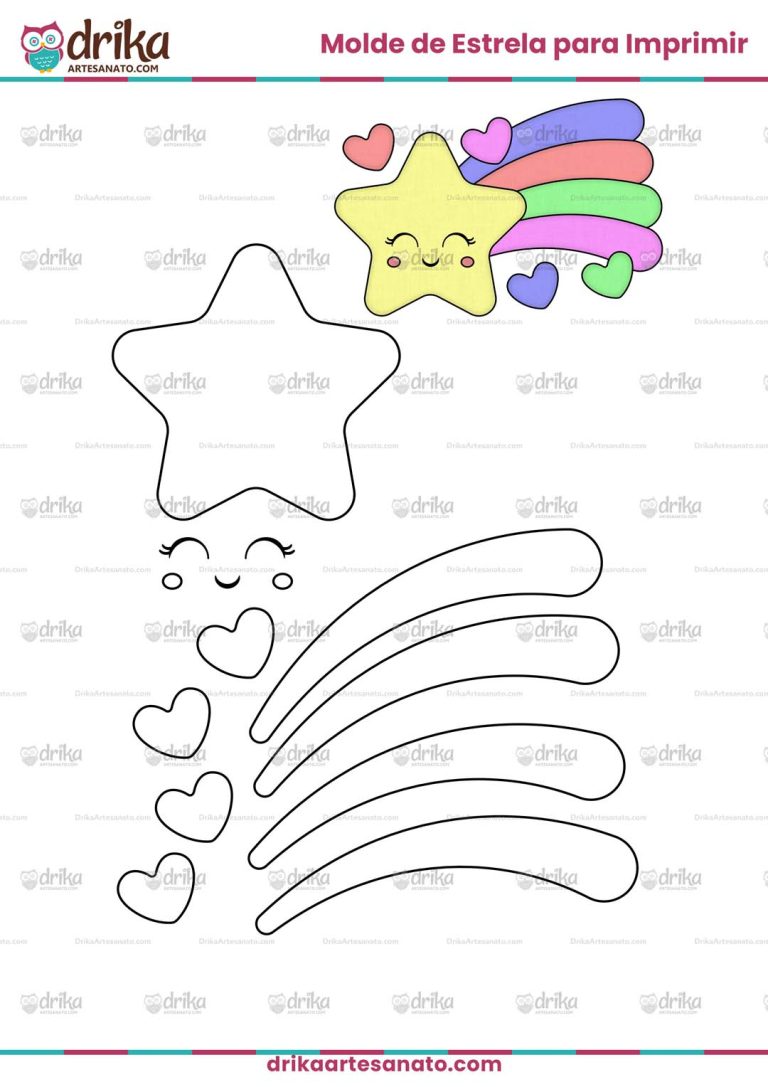 Molde de Estrela Cute para Imprimir Grátis em Tamanho Real