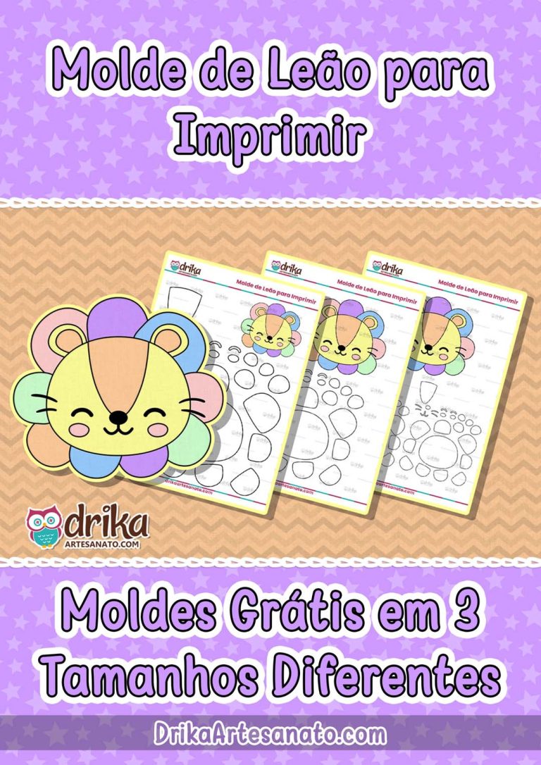 Molde de Leão Cute para Imprimir Grátis em Tamanho Real