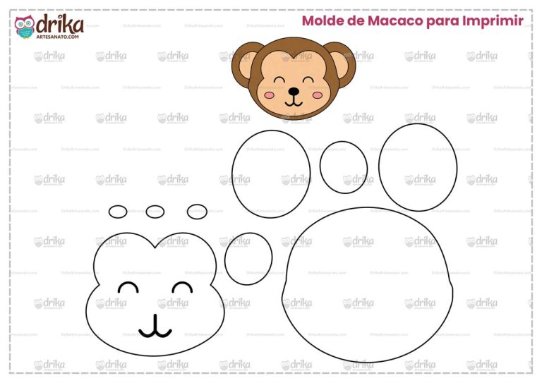 Molde de Macaco Sapeca para Imprimir Grátis em Tamanho Real