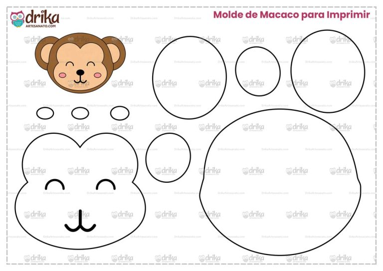 Molde de Macaco Sapeca para Imprimir Grátis em Tamanho Real