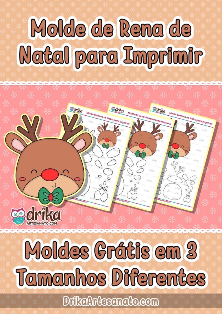 Molde de Rena de Natal para Imprimir Grátis em Tamanho Real