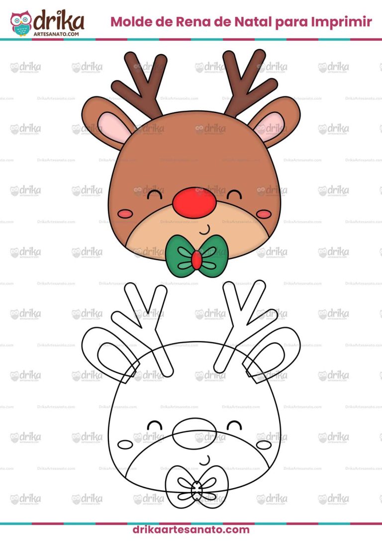 Molde de Rena de Natal para Imprimir Grátis em Tamanho Real