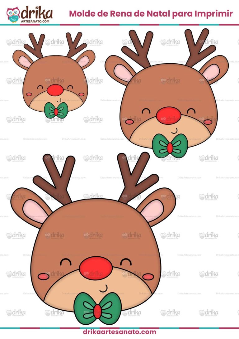 Molde de Rena de Natal para Imprimir Grátis em Tamanho Real