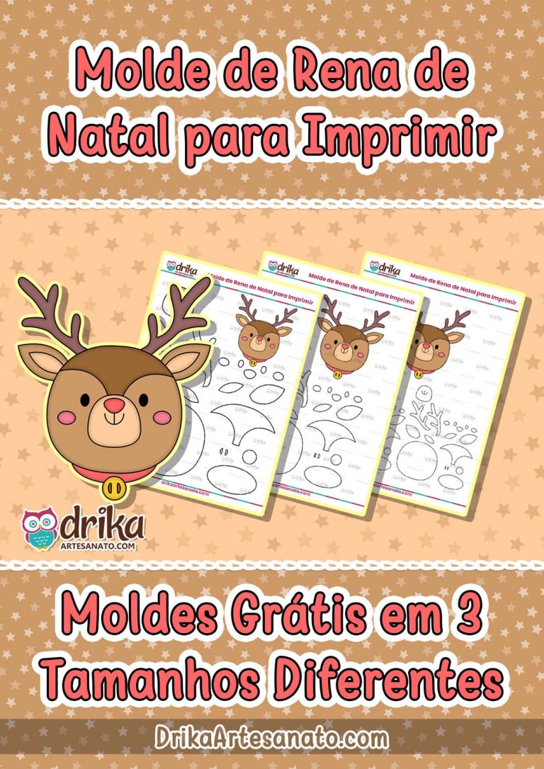 Molde de Rena de Natal para Imprimir Grátis em Tamanho Real