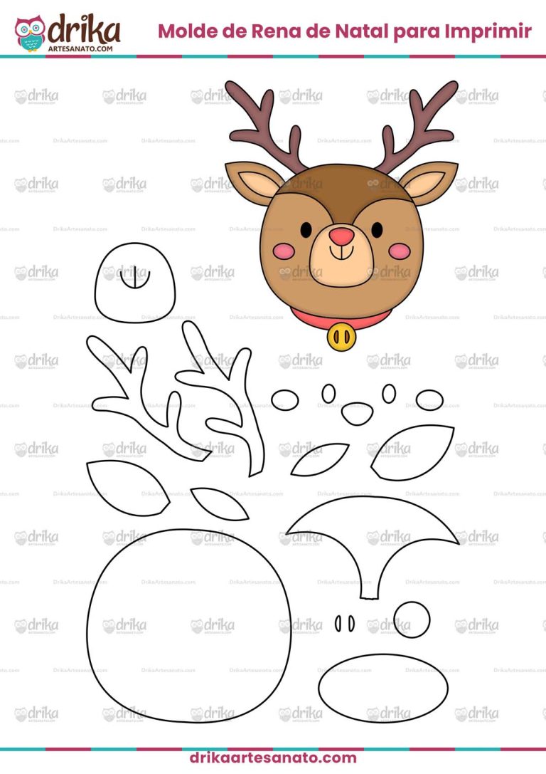 Molde de Rena de Natal para Imprimir Grátis em Tamanho Real