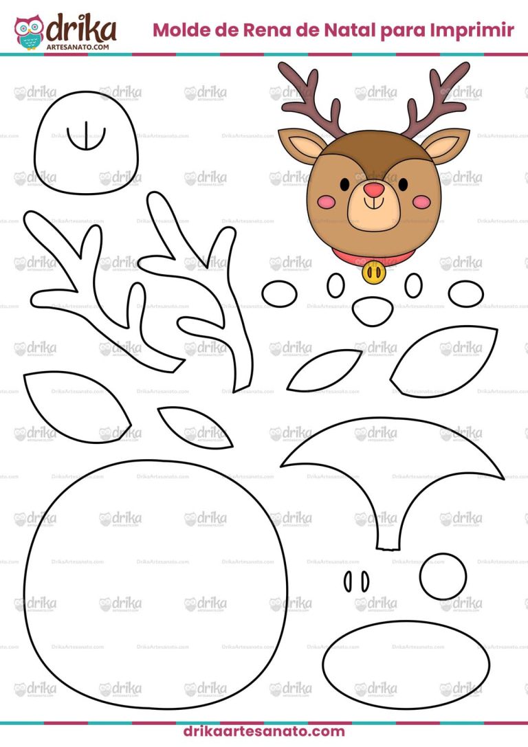 Molde de Rena de Natal para Imprimir Grátis em Tamanho Real
