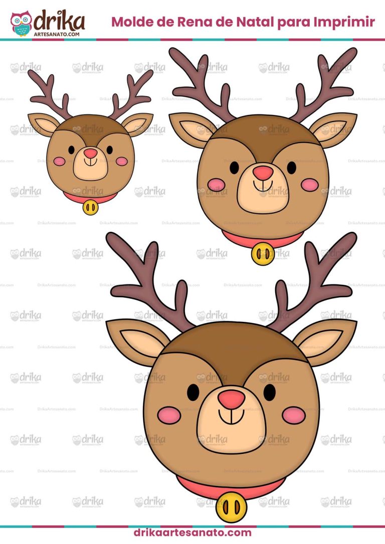 Molde de Rena de Natal para Imprimir Grátis em Tamanho Real