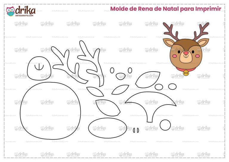 Molde de Rena de Natal para Imprimir Grátis em Tamanho Real