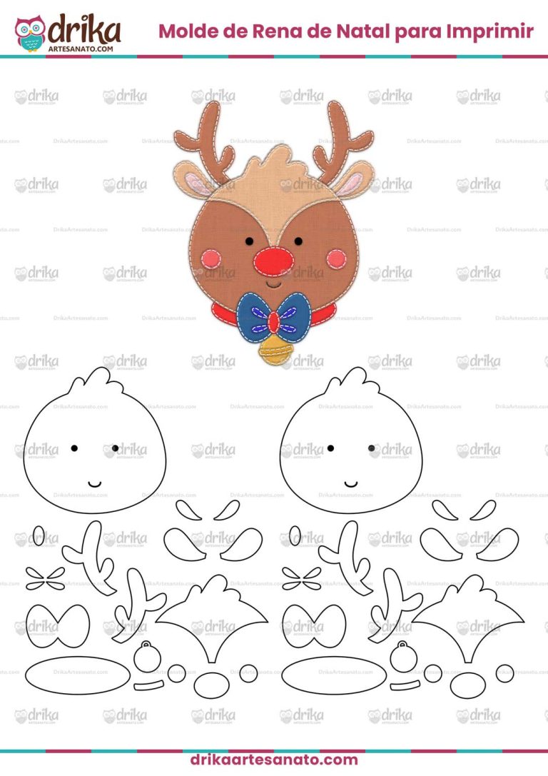 Molde de Rena de Natal para Imprimir Grátis em Tamanho Real