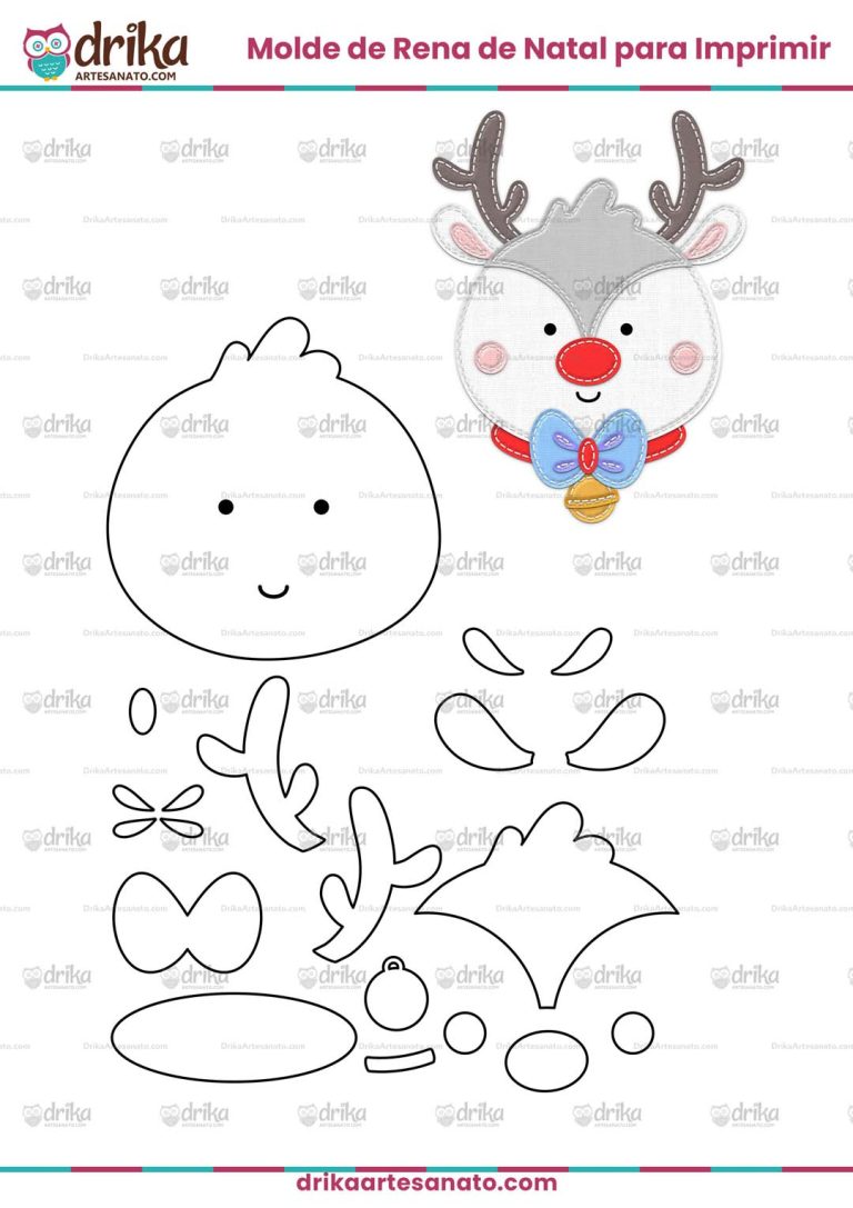 Molde de Rena de Natal para Imprimir Grátis em Tamanho Real