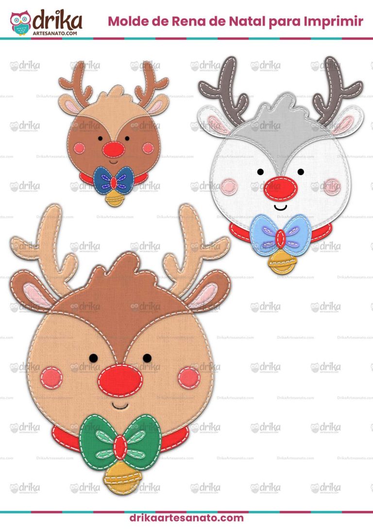 Molde de Rena de Natal para Imprimir Grátis em Tamanho Real