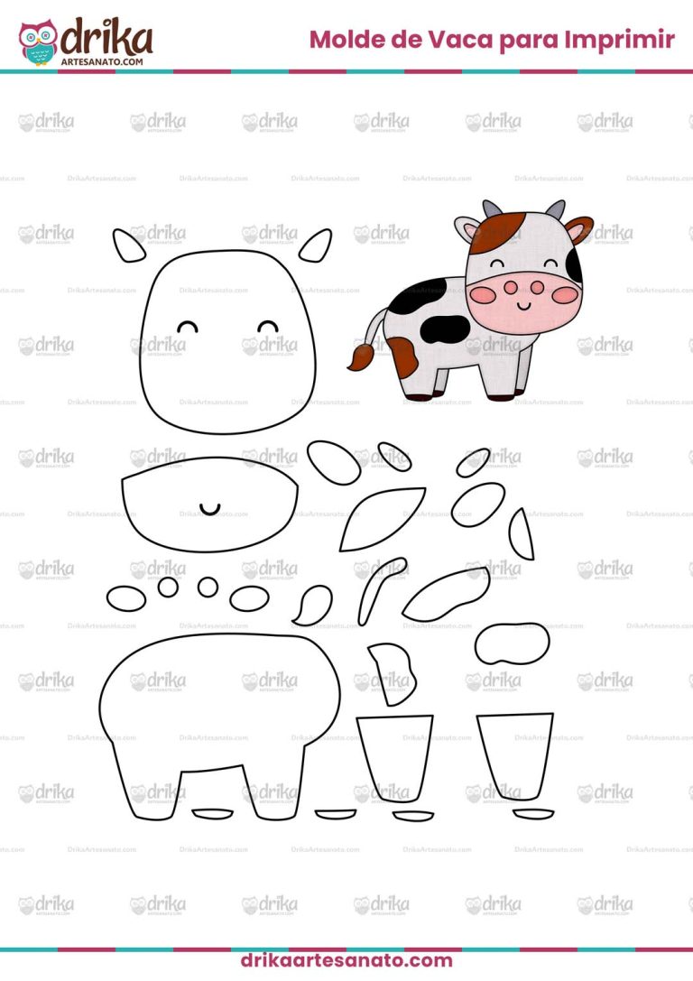 Molde de Vaca Cute para Imprimir Grátis em Tamanho Real