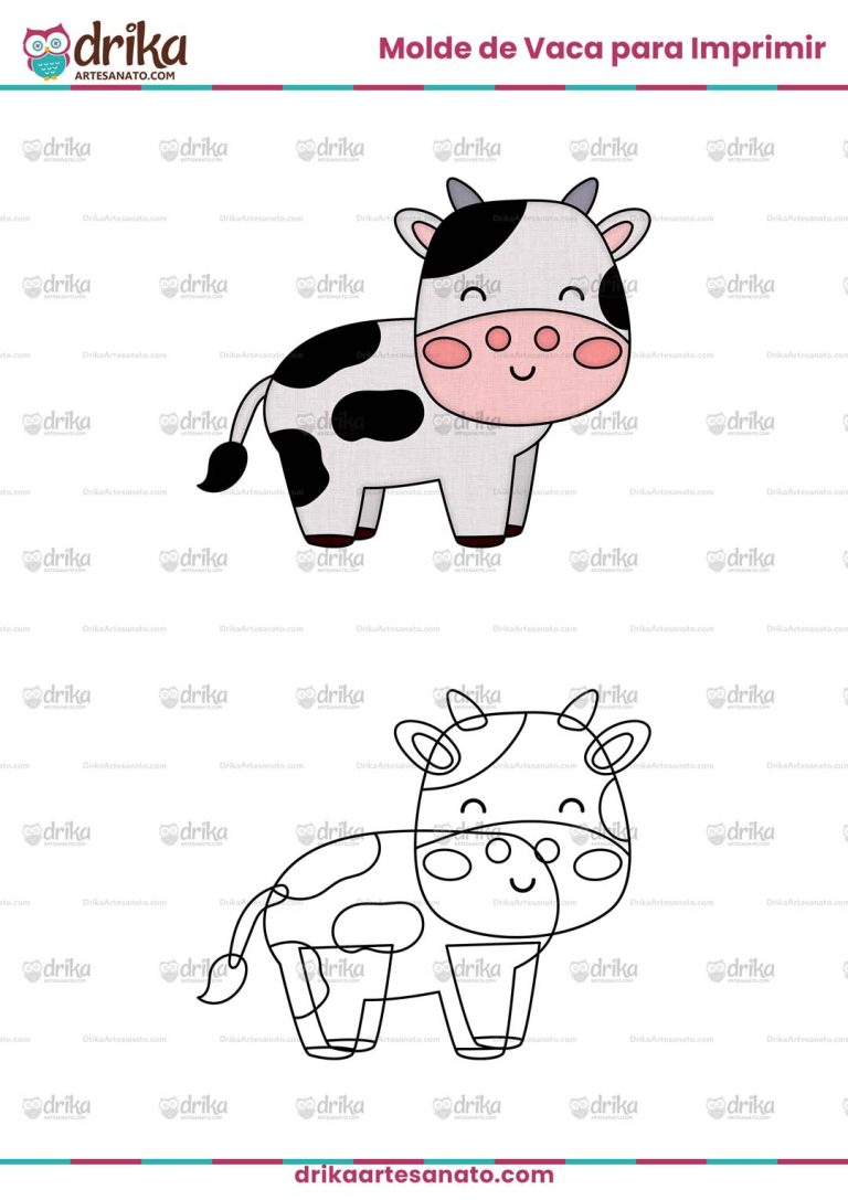Molde de Vaca Cute para Imprimir Grátis em Tamanho Real