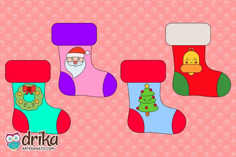 Molde de Bota de Natal para Imprimir Grátis em Tamanho Real