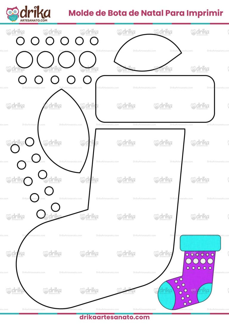Molde de Bota de Natal para Imprimir Grátis em Tamanho Real