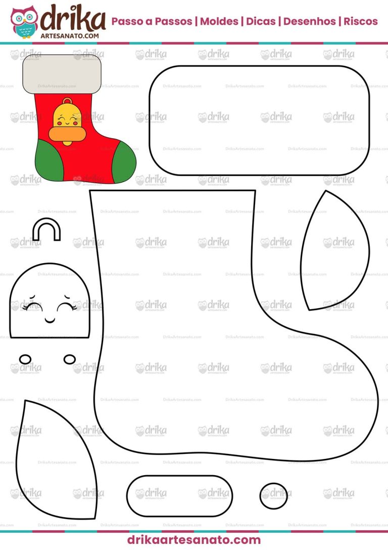 Molde de Bota de Natal para Imprimir Grátis em Tamanho Real