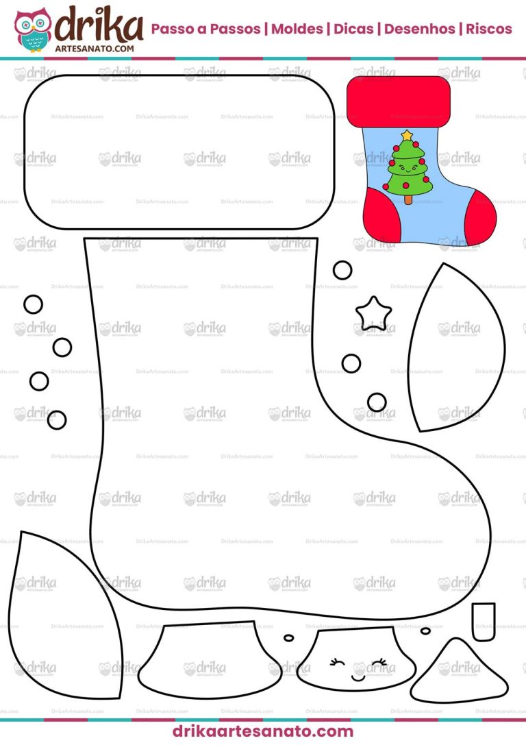 Molde de Bota de Natal para Imprimir Grátis em Tamanho Real
