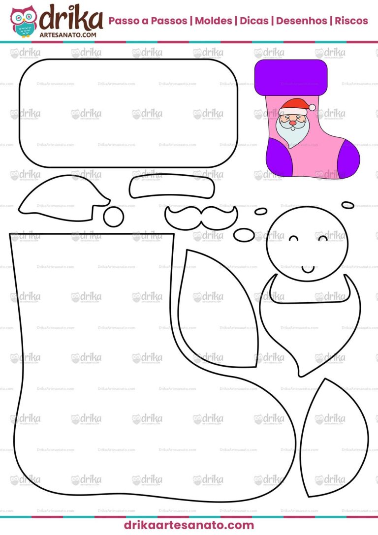 Molde de Bota de Natal para Imprimir Grátis em Tamanho Real