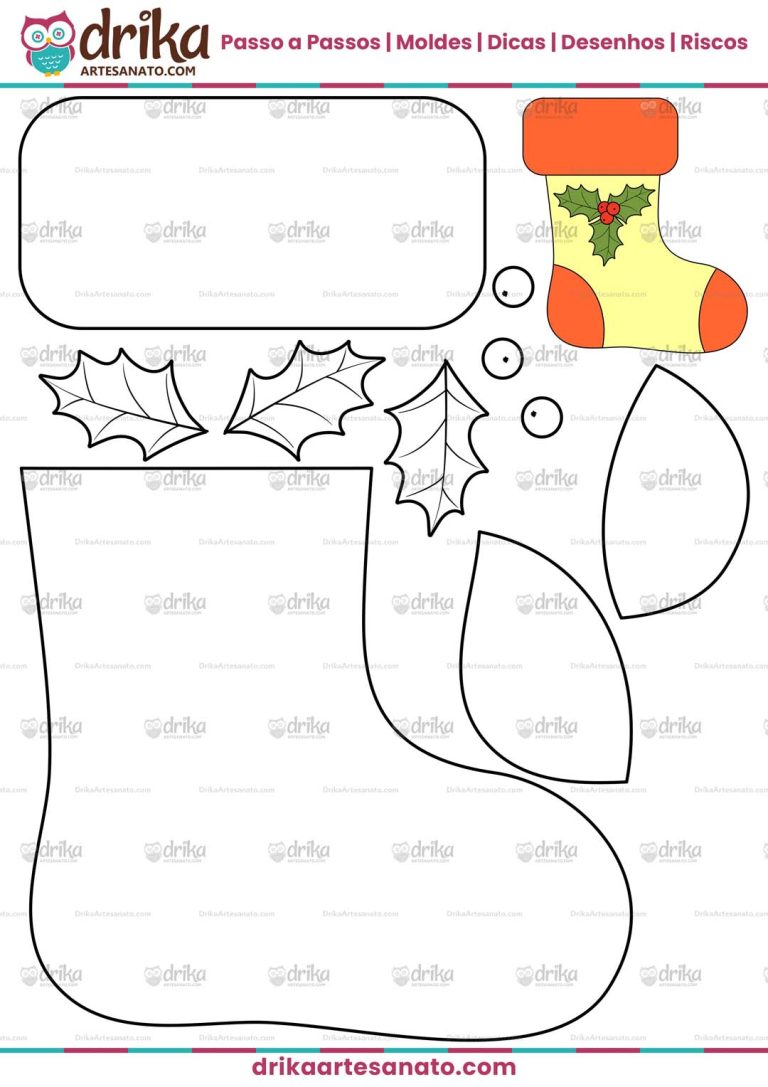 Molde de Bota de Natal para Imprimir Grátis em Tamanho Real