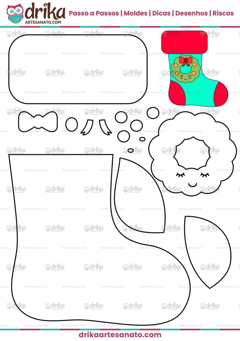 Molde de Bota de Natal para Imprimir Grátis em Tamanho Real