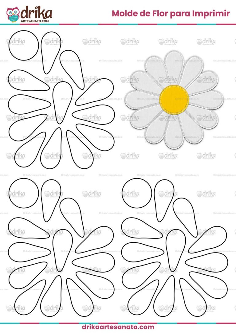 Molde de Flor Margarida para Imprimir em Tamanho Real