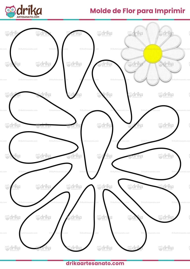 Molde de Flor para Imprimir Grátis em Vários Tamanhos