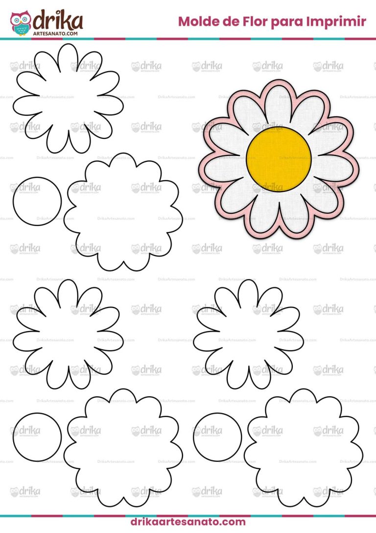 Molde de Flor Margarida com Várias Pétalas para Imprimir Grátis