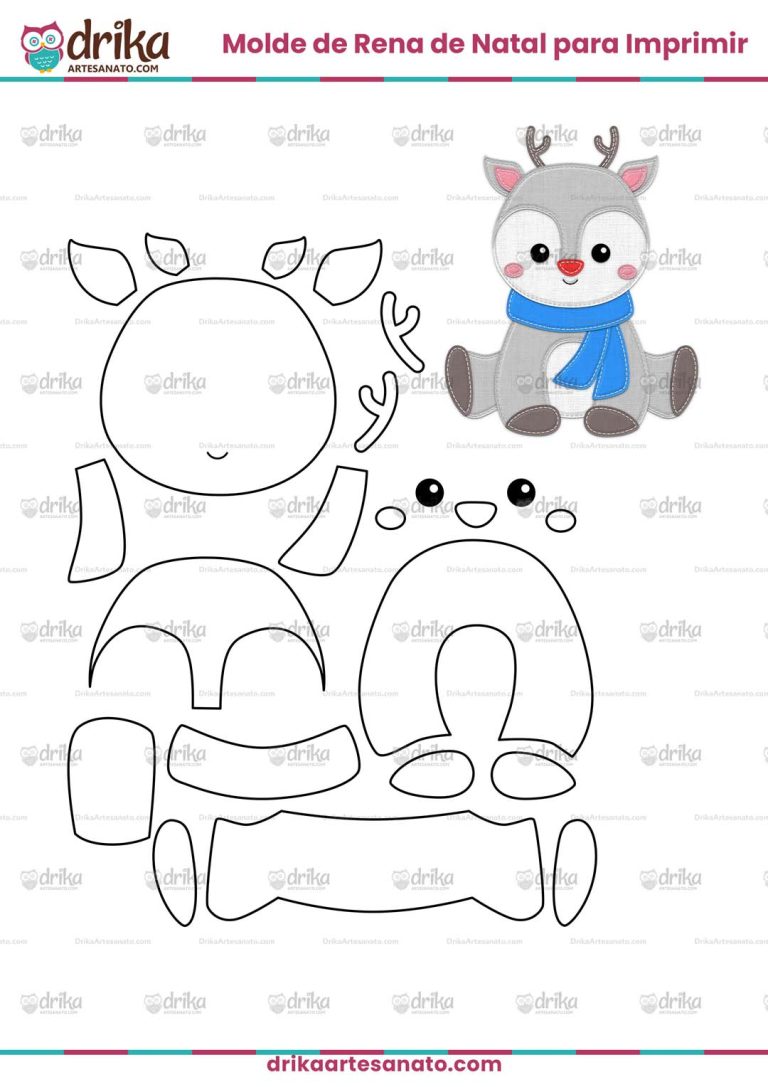 Molde de Rena de Natal para Imprimir Grátis em Tamanho Real » Drika ...