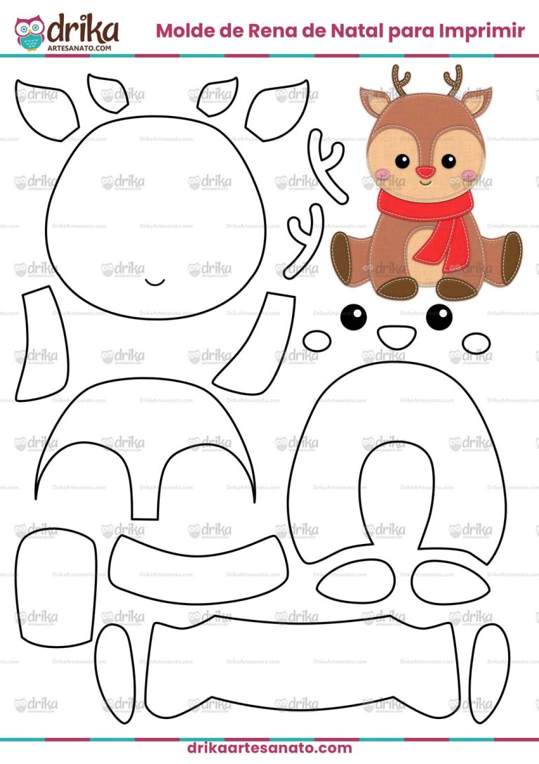 Molde de Rena de Natal para Imprimir Grátis em Tamanho Real