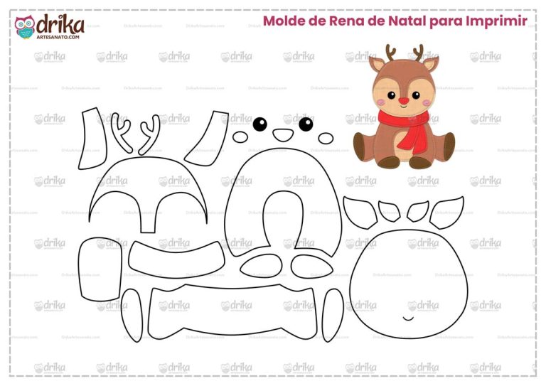 Molde de Rena de Natal para Imprimir Grátis em Tamanho Real » Drika ...