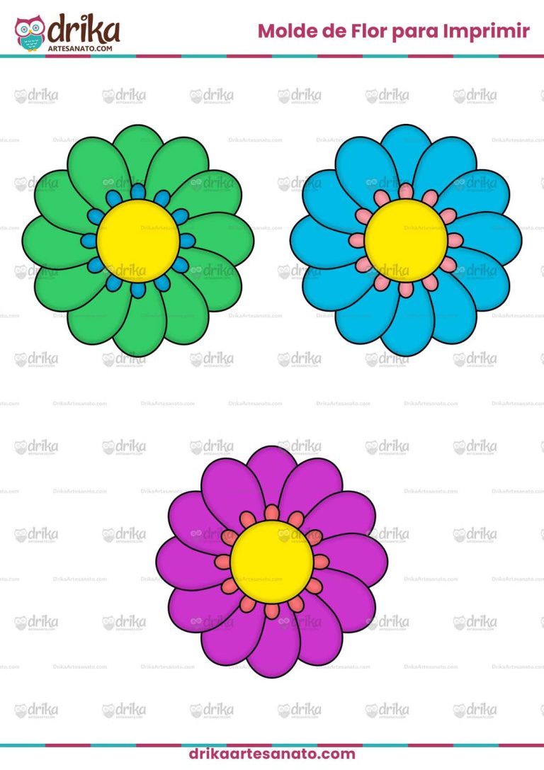 Molde de Flor de Várias Pétalas para Imprimir em Tamanho Real