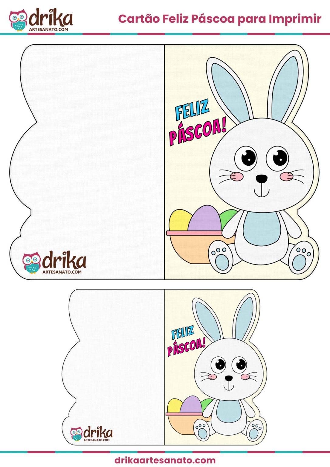 Molde de Cartão Feliz Páscoa para Imprimir Grátis em PDF