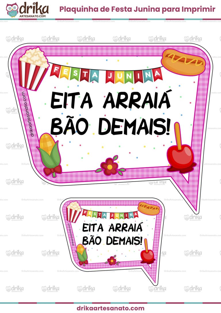 10 Plaquinhas de Festa Junina para Imprimir Grátis em PDF