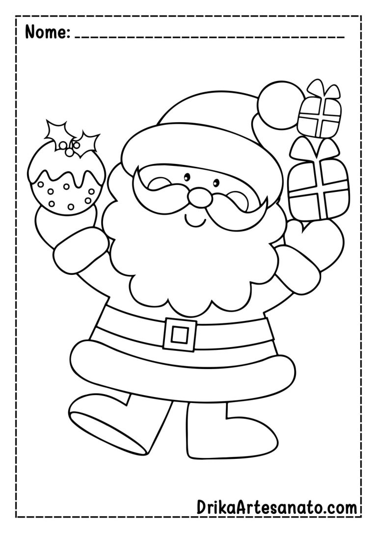 50 Desenhos de Papai Noel para Colorir Grátis em PDF