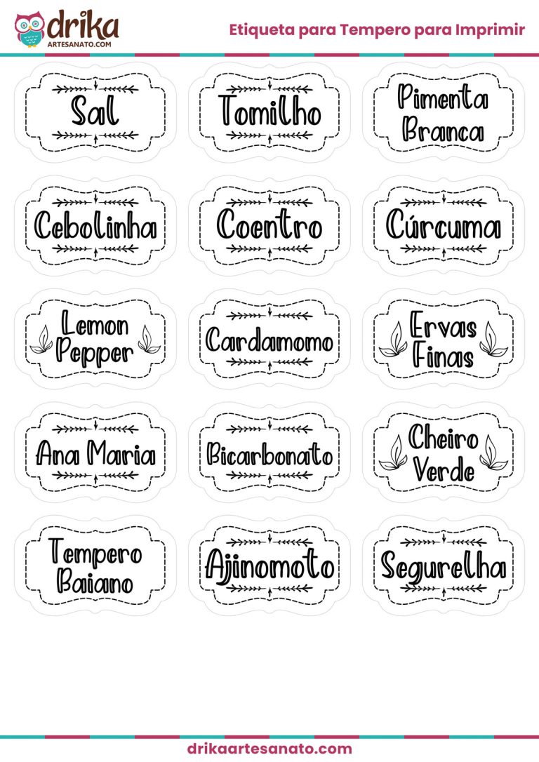 Etiquetas para Temperos: PDF grátis para imprimir e organizar!