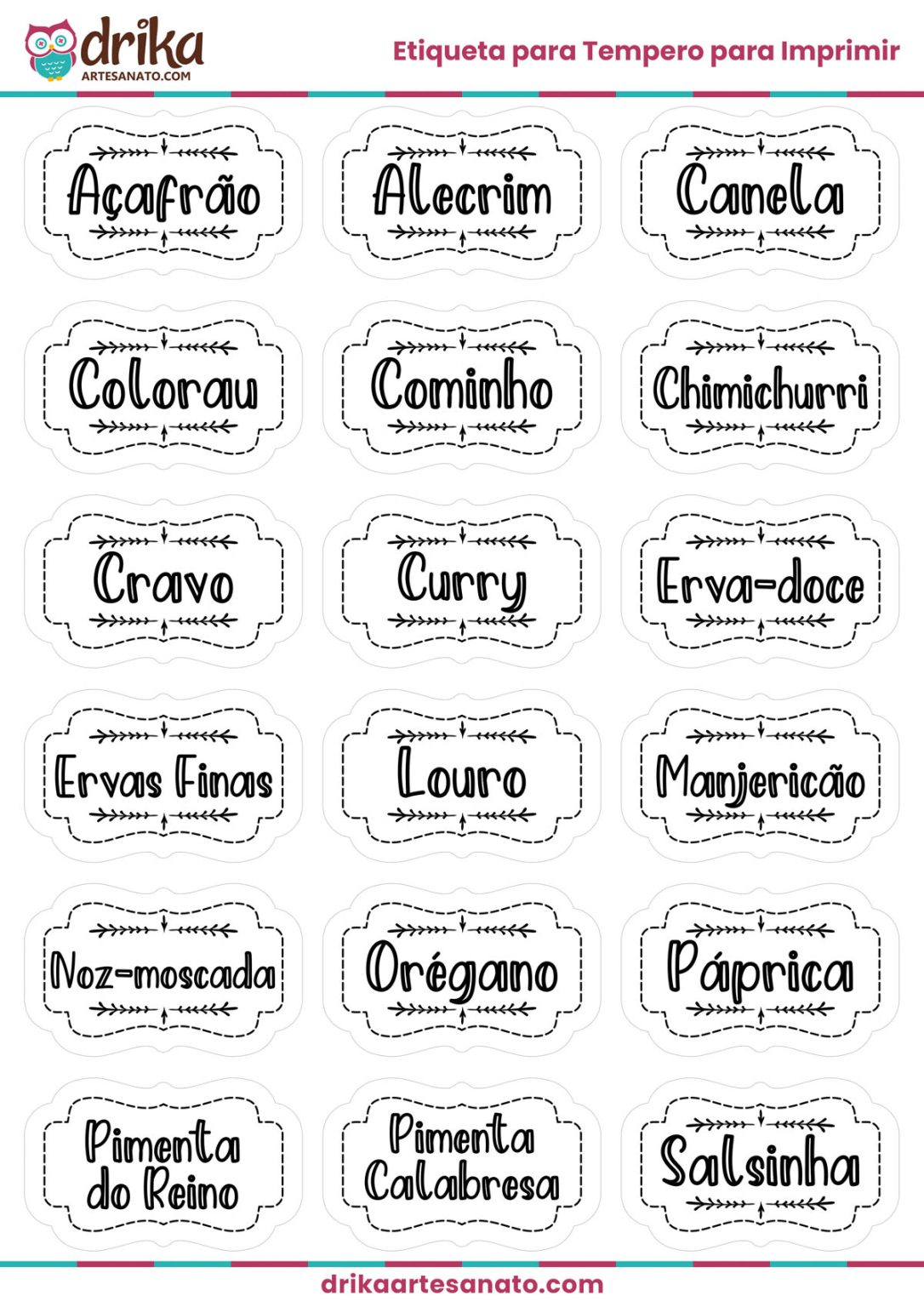 Etiquetas para Temperos: PDF grátis para imprimir e organizar!