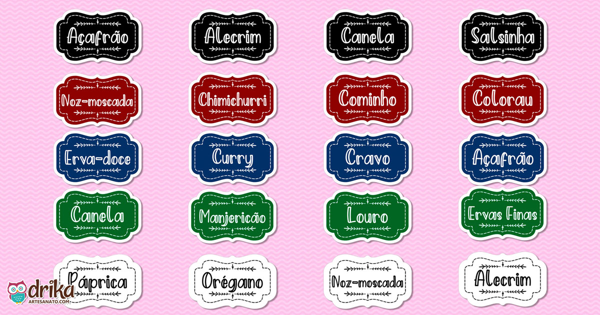 Etiquetas Para Temperos Para Imprimir - RETOEDU