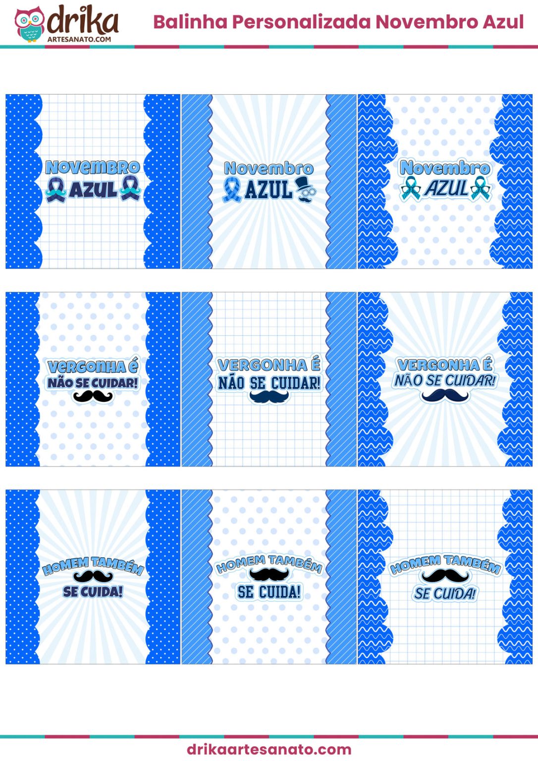 Balinha Personalizada com Card Novembro Azul para Imprimir