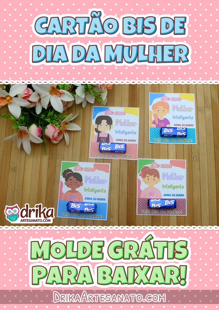 Molde Grátis: Cartão Bis de Dia da Mulher para Imprimir!