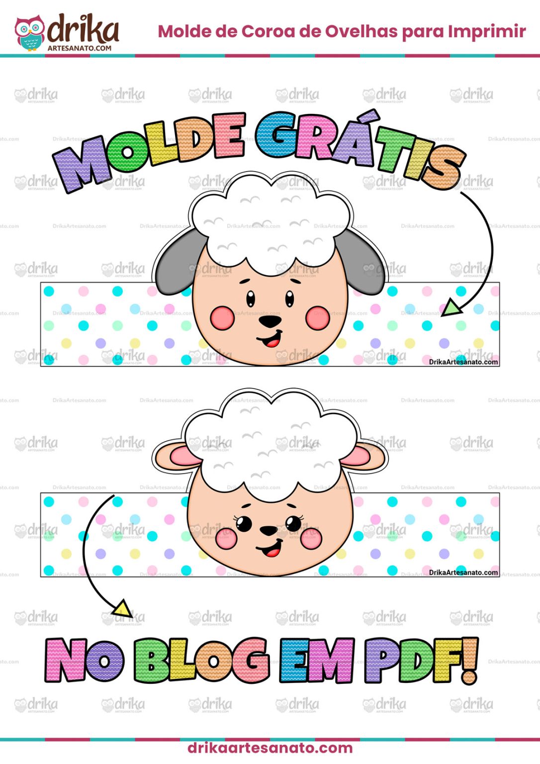 Lembrancinha de Páscoa Cristã: Coroa de Ovelha e Cordeiro em PDF