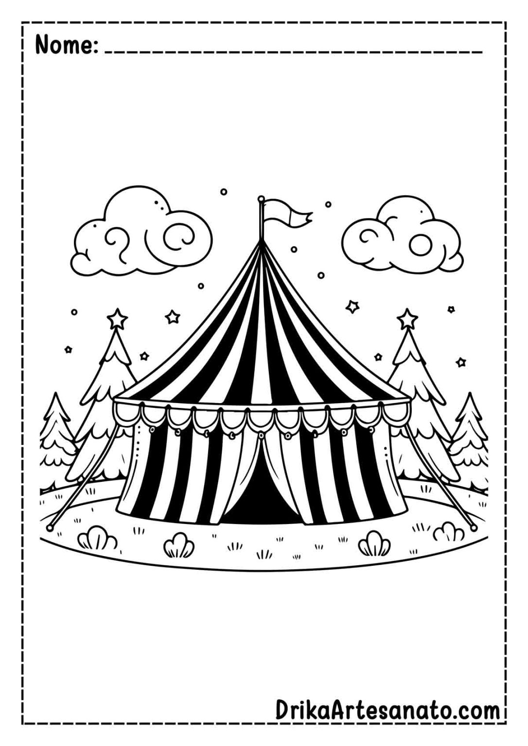 50 Desenhos de Circo para Colorir Grátis em PDF