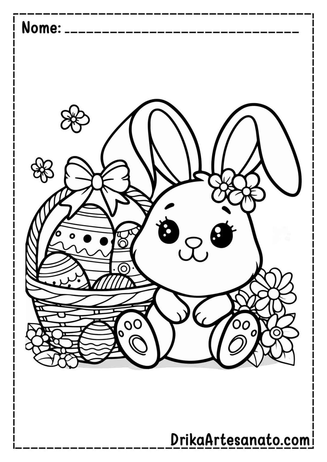 50 Desenhos de Coelho da Páscoa para Colorir Grátis em PDF