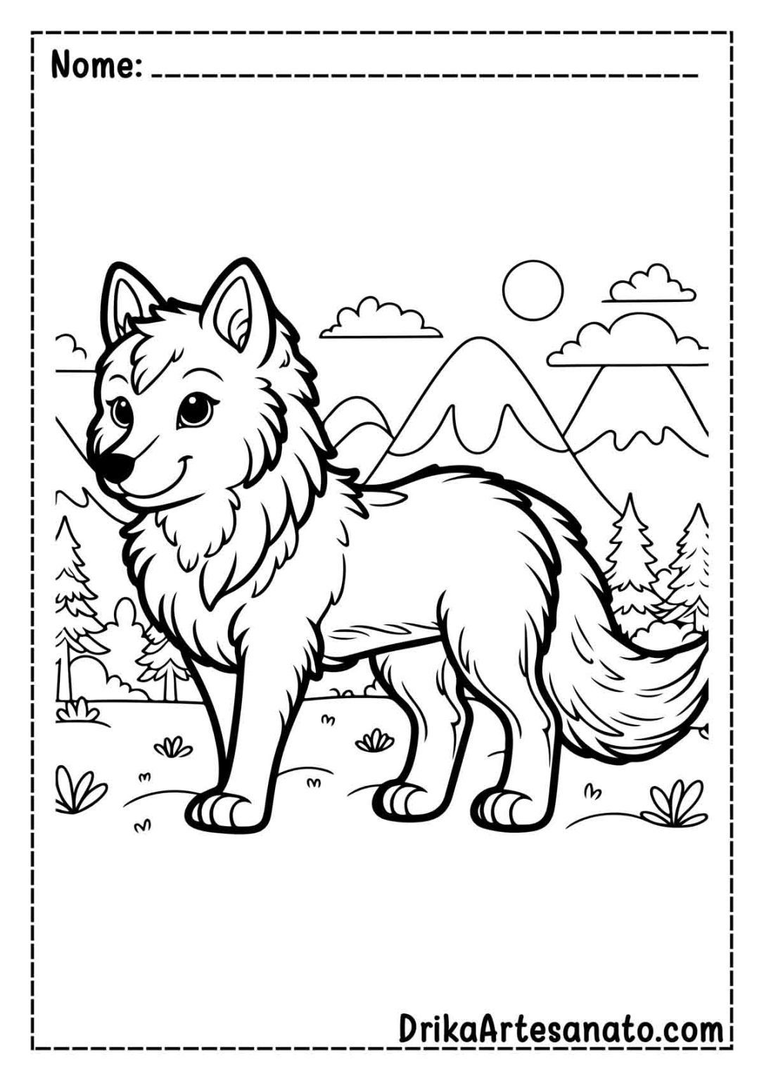 50 Desenhos de Lobo para Colorir Grátis em PDF