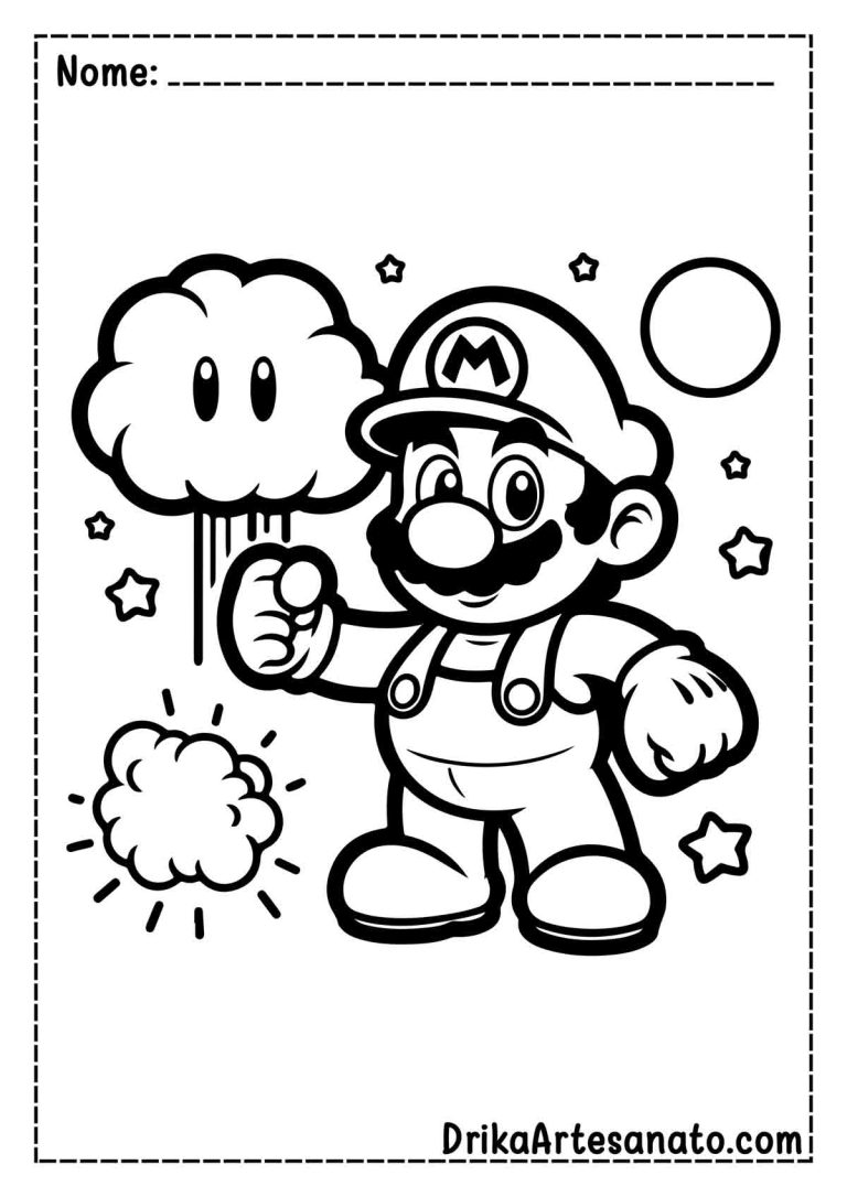 50 Desenhos do Mario para Colorir Grátis em PDF