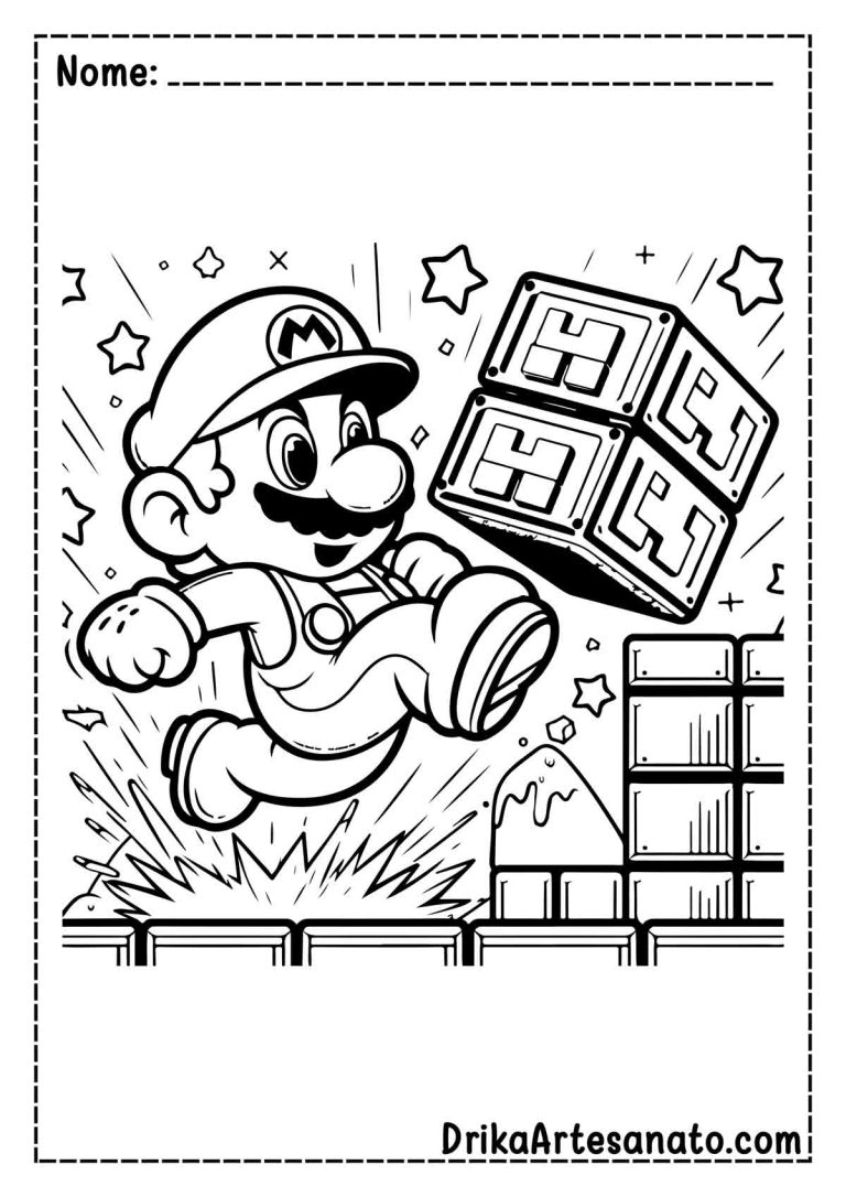 50 Desenhos do Mario para Colorir Grátis em PDF