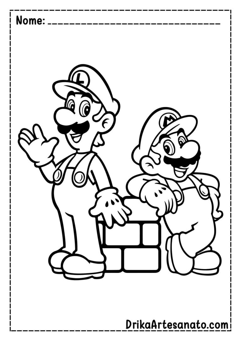 50 Desenhos do Mario para Colorir Grátis em PDF