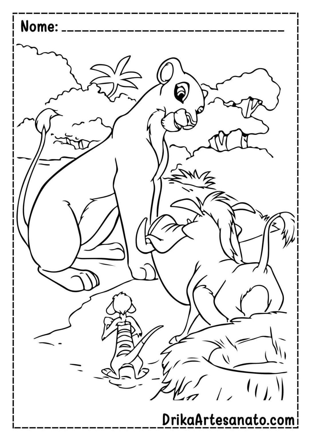 50 Desenhos do Rei Leão para Colorir Grátis em PDF