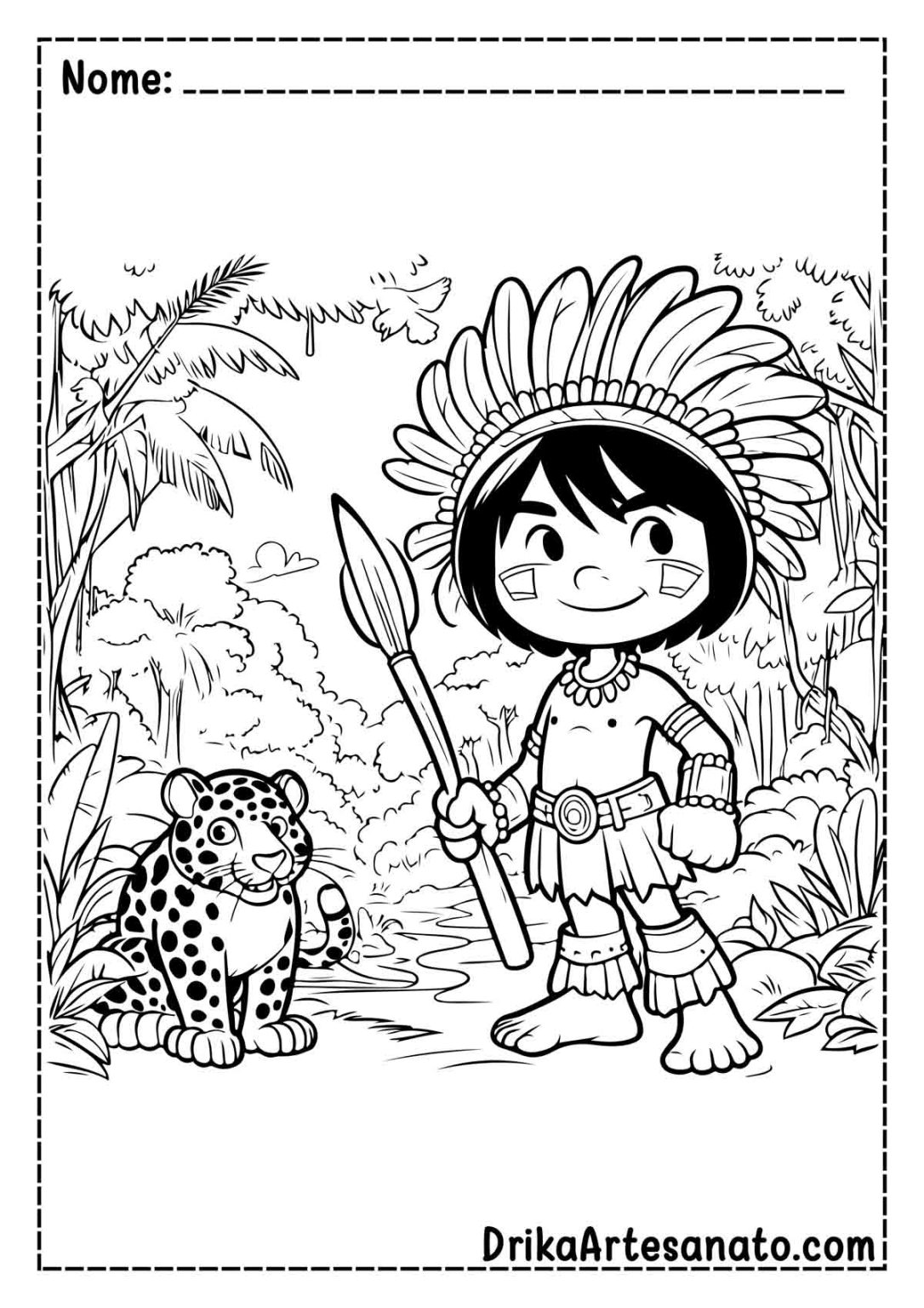 50 Desenhos de Índios para Colorir Grátis em PDF
